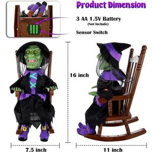 Holiday | Screaming Animated Witch With Rocking Chair Scary Halloween ...